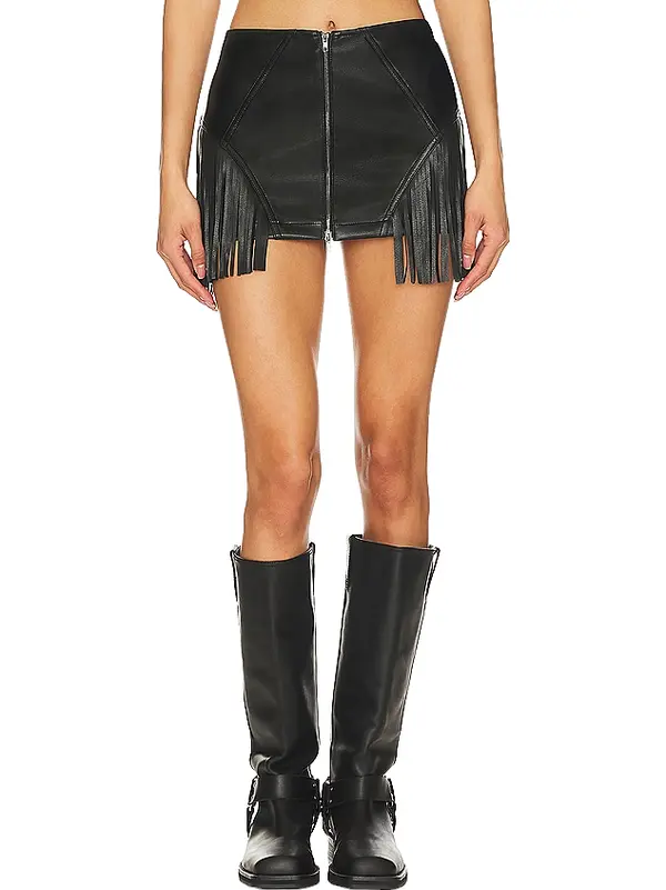 Superdown Riley Faux Leather Skirt - Black