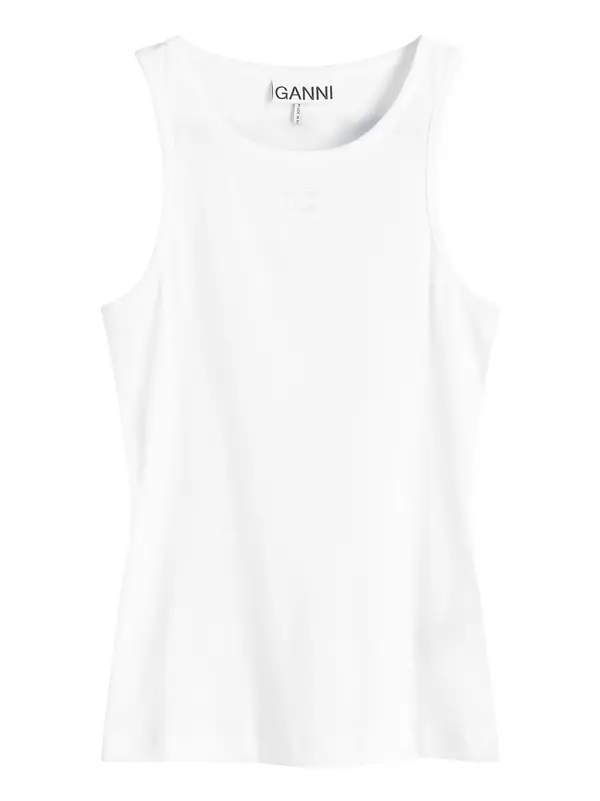 GANNI Soft Cotton Rib Tank Top - Bright White