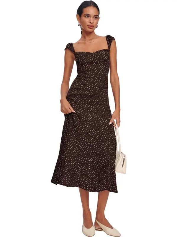 REFORMATION Petites Bryson Midi Dress - Brown