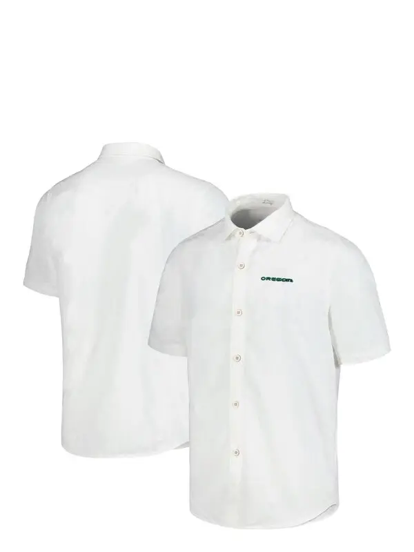 Tommy Bahama Oregon Ducks Coconut Point Palm Vista Islandzone Camp Button-up Shirt - White