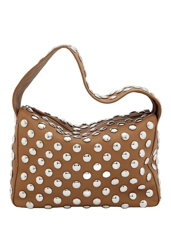 Khaite Elena Studded Leather Shoulder Bag - Tan