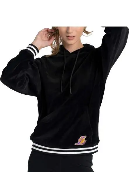 LUSSO Los Angeles Lakers Velour Pullover Hoodie - Black