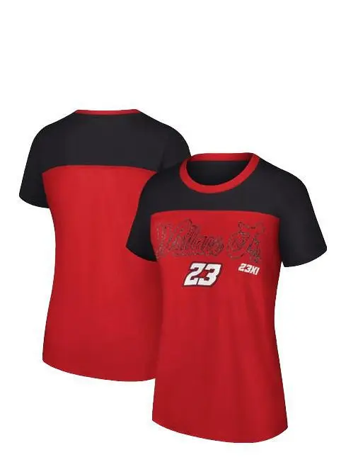 G-III 4HER BY CARL BANKS Bubba Wallace Color-blocked Glitter T-shirt - Black
