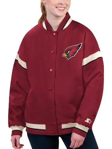 STARTER Arizona Cardinals Tournament Full-snap Varsity Jacket - Cardinal