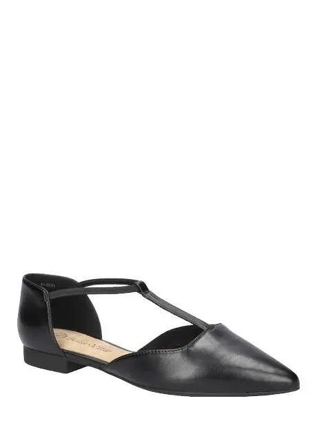 BELLA VITA Darby T-strap Pointed Toe Flats - Black