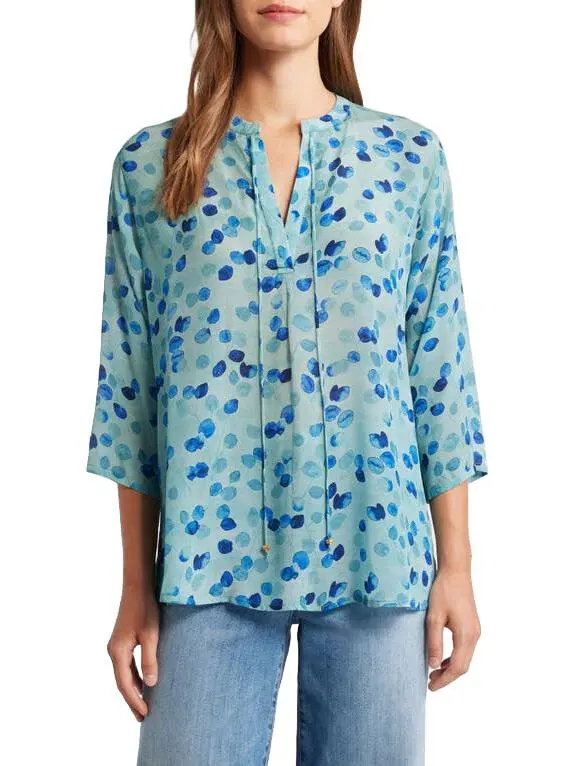 APNY Tie-neck Blouse - Blue Multi