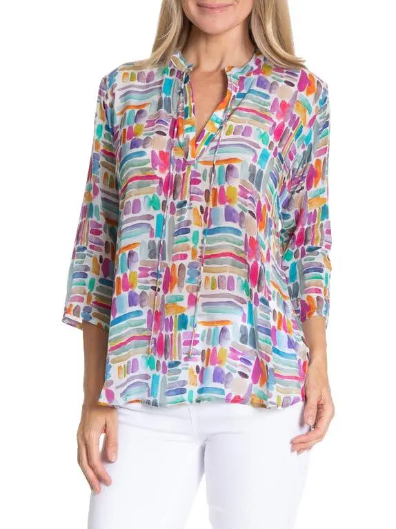 APNY Tie-neck Blouse - Pink Multi