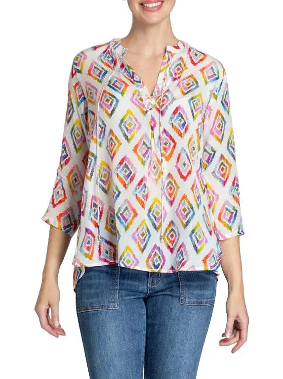 APNY Tie-neck Blouse - Pink Multi