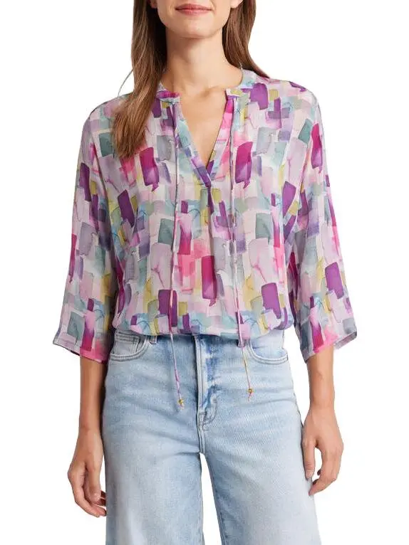 APNY Tie-neck Blouse - Purple Multi