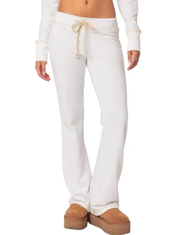 EDIKTED Alexia Low Rise Sweatpants - White