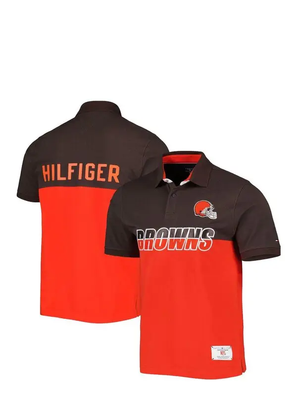 Tommy Hilfiger Brown Cleveland Browns Color Block Polo - Orange