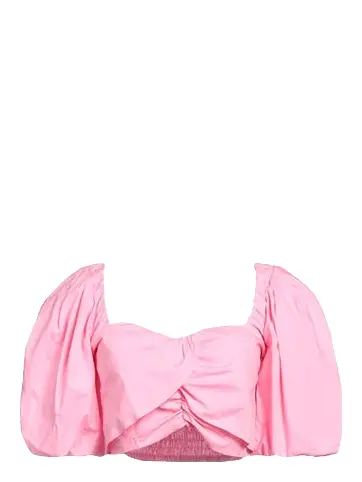 MSGM Gathered Poplin Crop Top - Pink