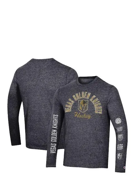 Champion Vegas Golden Knights Multi-logo Tri-blend Long Sleeve T-shirt - Black