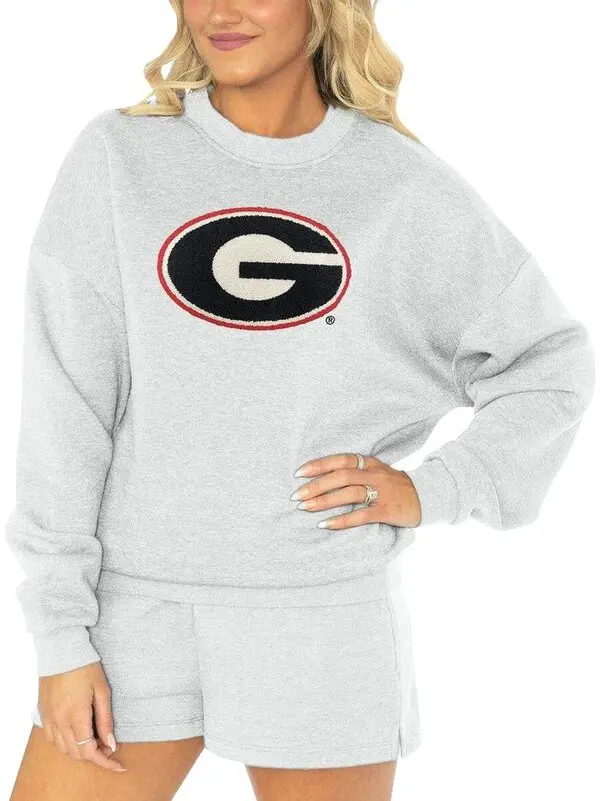 GAMEDAY COUTURE Georgia Bulldogs Chenille Applique Pullover Sweatshirt And Shorts Set - Ash