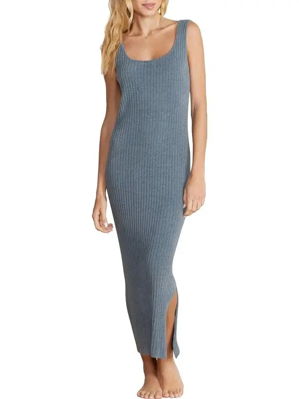 Barefoot Dreams Cozychic Ultra Lite Rib Square Neck Midi Dress - Blue Cove