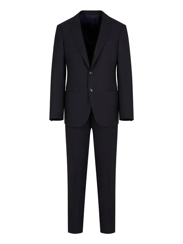 Giorgio Armani Manhattan Line Virgin-wool Single-breasted Suit - Blue