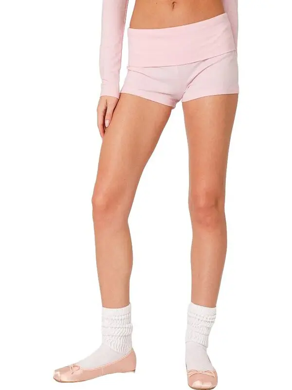 EDIKTED Meg Foldover Shorts - Pink