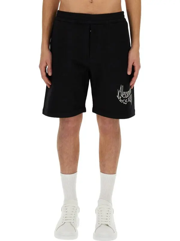 Alexander McQueen Bermuda Shorts With Logo - Black