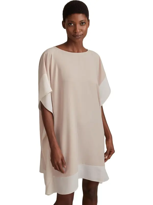 REISS Alani Colourblock Tunic - Nude/white