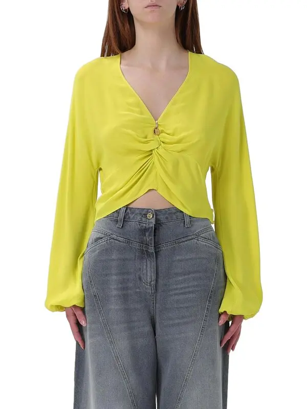 Elisabetta Franchi Draped Knot Detail V-neck Blouse - Cedar