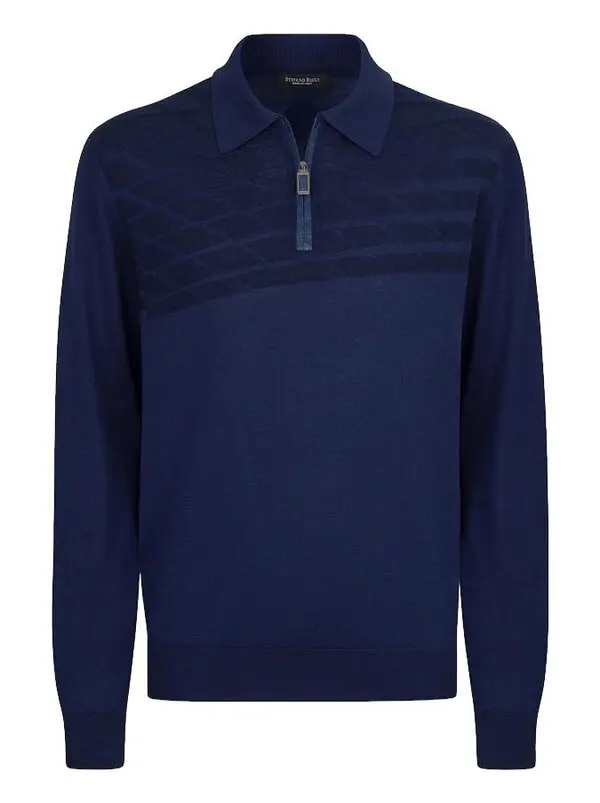 Stefano Ricci Zip Polo Shirt - Blue