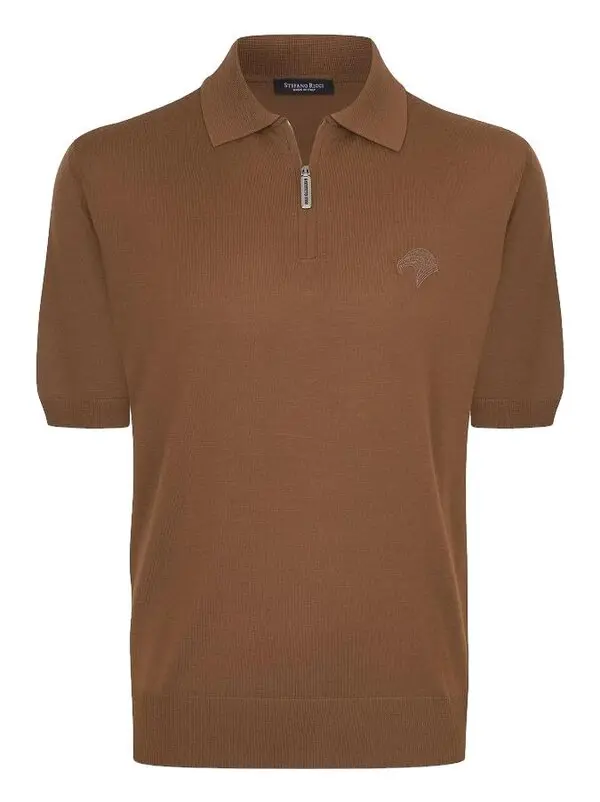 Stefano Ricci Zip Polo Shirt - Brown