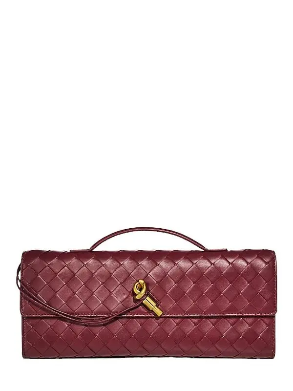 Bottega Veneta Andiamo Intrecciato Leather Clutch - Dark Barolo