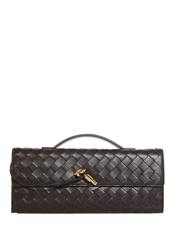Bottega Veneta Andiamo Intrecciato Leather Clutch - Fondant/brass