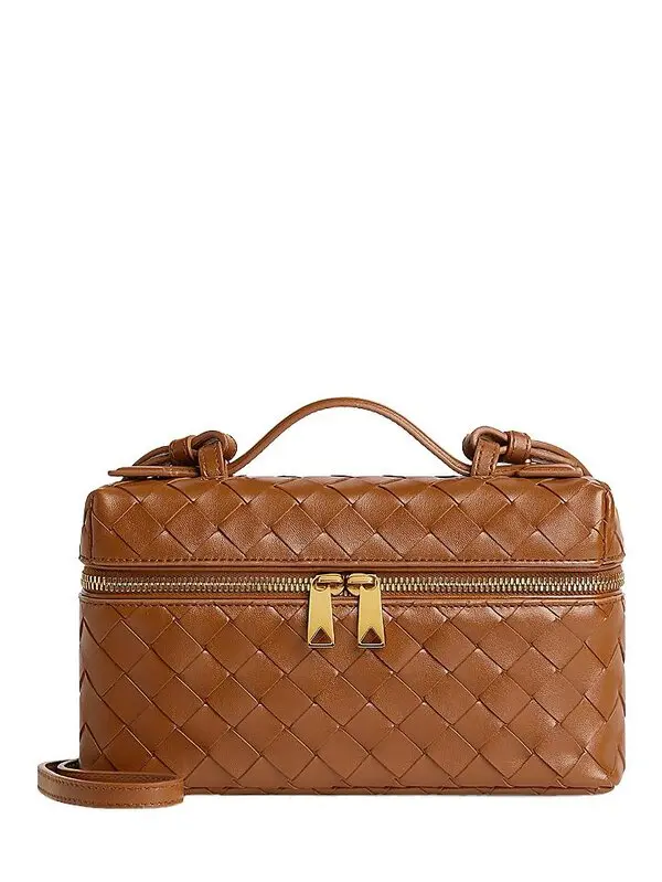Bottega Veneta Intrecciato Leather Vanity Case - Amber/gold