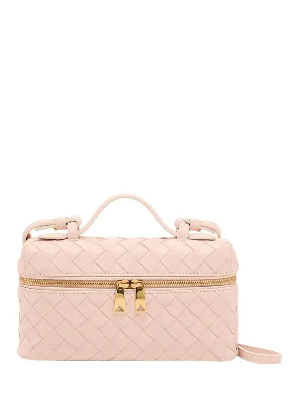 Bottega Veneta Intrecciato Leather Vanity Case - Cameo/gold