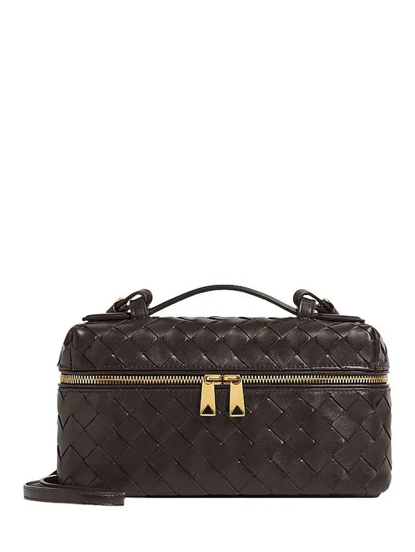Bottega Veneta Intrecciato Leather Vanity Case - Fondant/gold