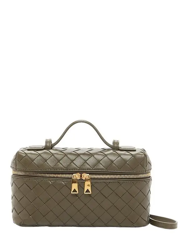 Bottega Veneta Intrecciato Leather Vanity Case - Olive/light Green
