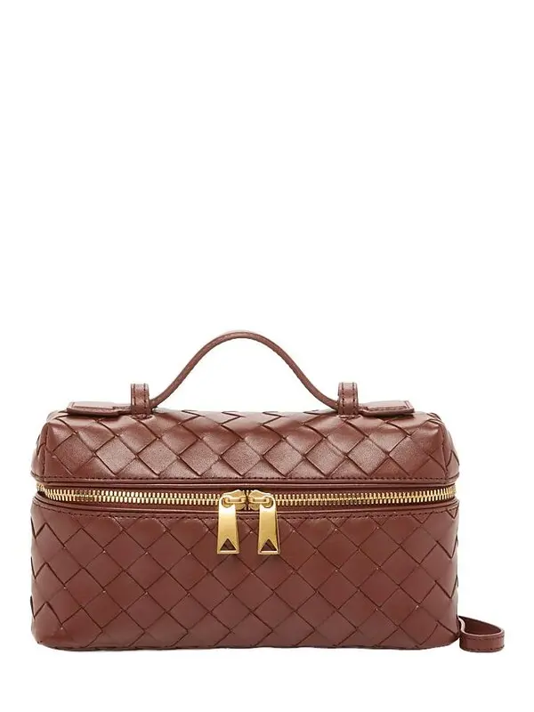 Bottega Veneta Intrecciato Leather Vanity Case - Sapele/gold