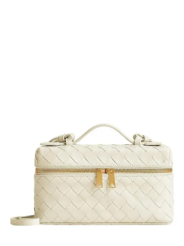 Bottega Veneta Intrecciato Leather Vanity Case - Sea Salt/barolo