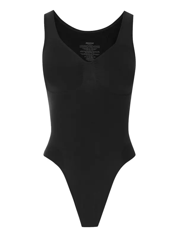 SKIMS Seamless Sculpt Scoop Neck Thong Bodysuit - Black