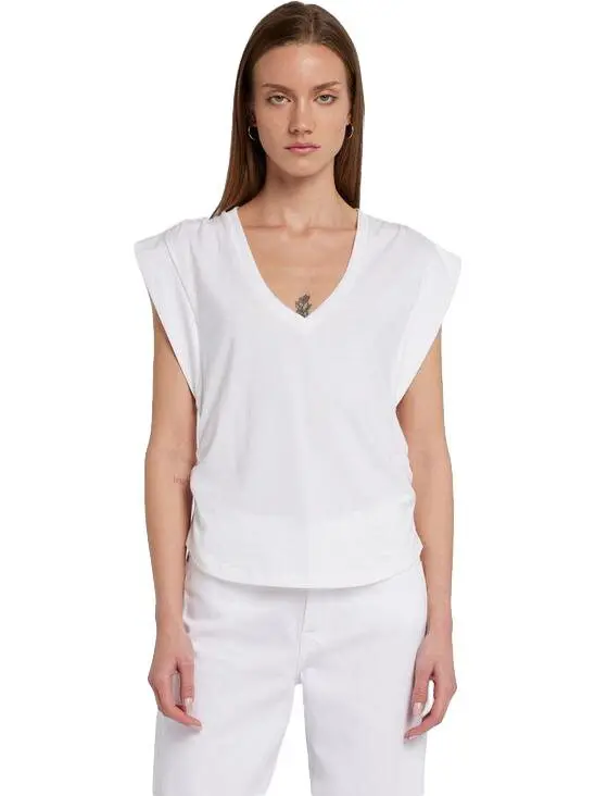 7 For All Mankind Ruched Sleeveless Tee - White