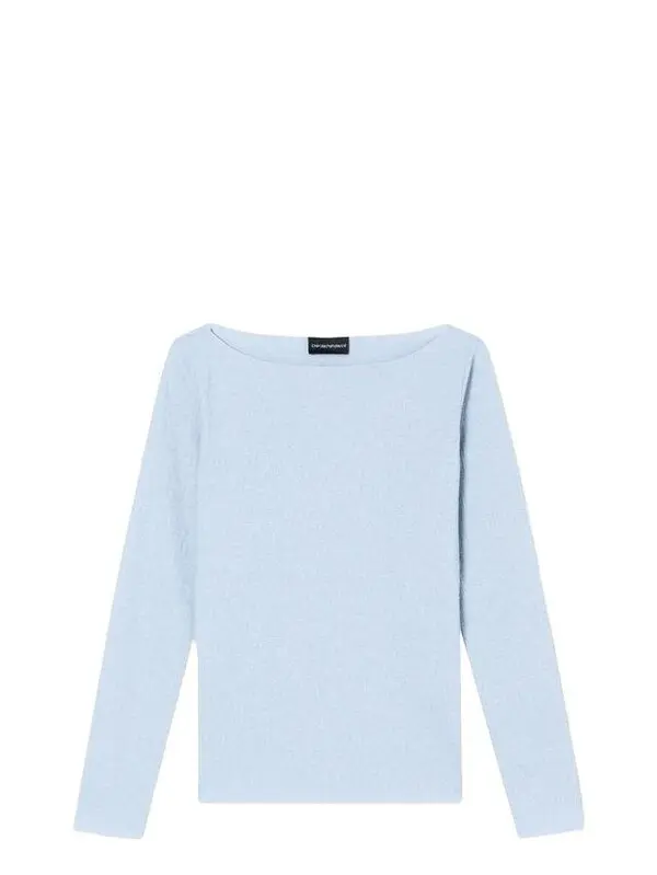 Emporio Armani Textured Jersey Boat-neck Jumper - Blue