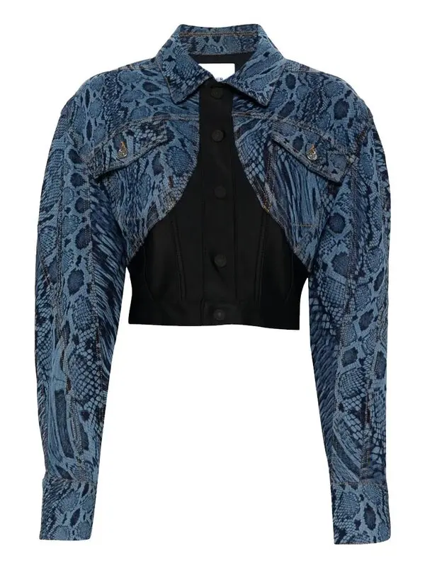MUGLER Snake Print Jacket - Medium Blue
