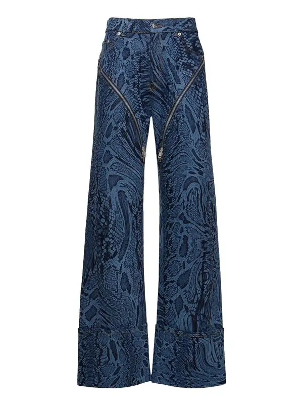 MUGLER Snake Print Jeans - Medium Blue