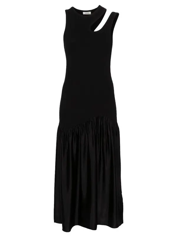 Sandro Olane Ribbed-knit Maxi Dress With Cut-out Detail - Black