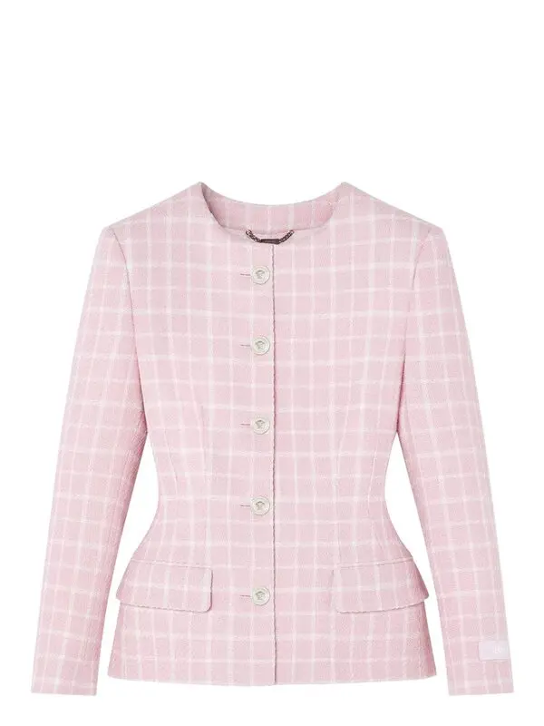 Versace Check-pattern Flared Jacket - Pink