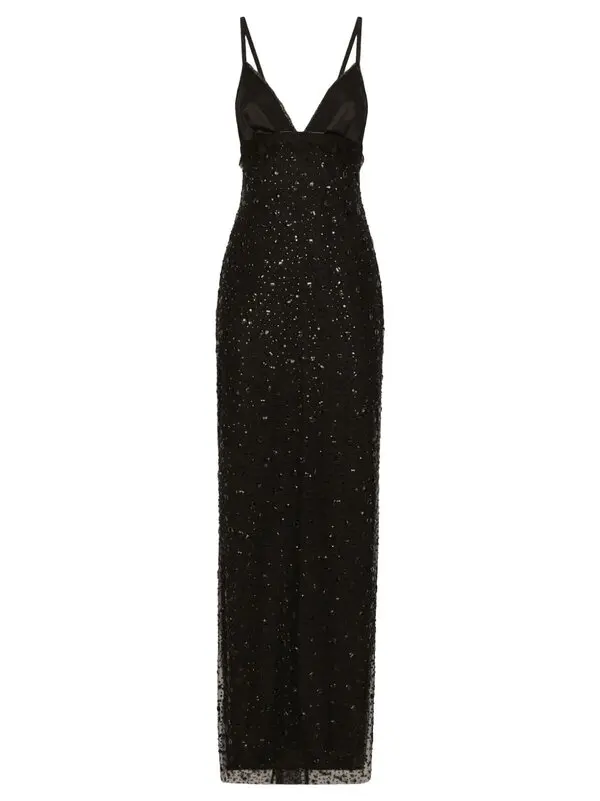 Dolce & Gabbana Crystal-embellished V-neck Gown - Black