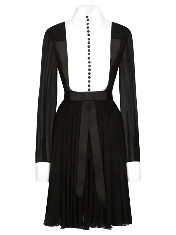 Dolce & Gabbana Bib-collar Silk-blend Shirt Dress - Black
