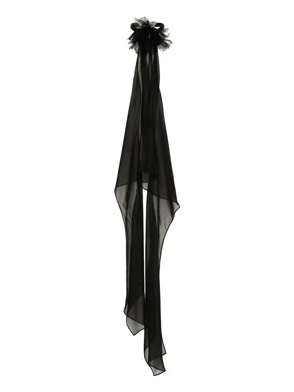 Dolce & Gabbana Floral-appliqué Silk Scarf Top - Black