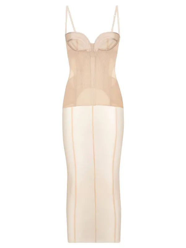 Dolce & Gabbana Sheer Tulle Bustier Dress - Neutrals