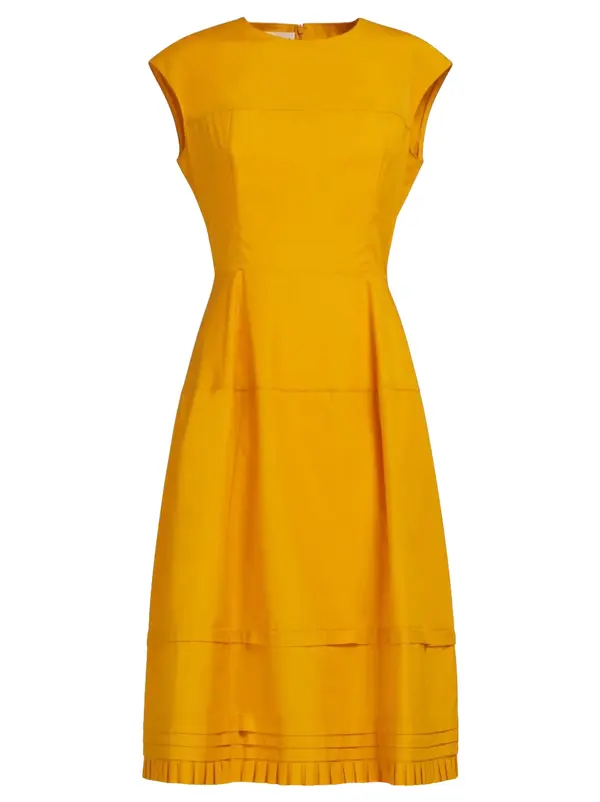 Marni Pleated Cotton Midi Dress - Yellow