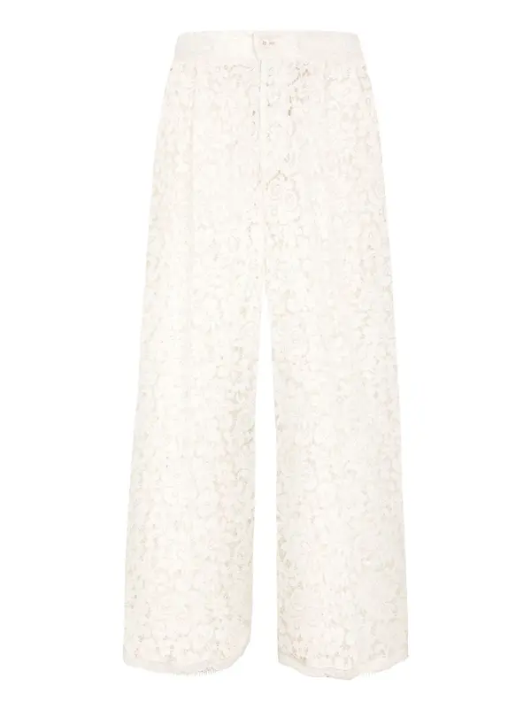 Dolce & Gabbana Wide-leg Floral-lace Trousers - White