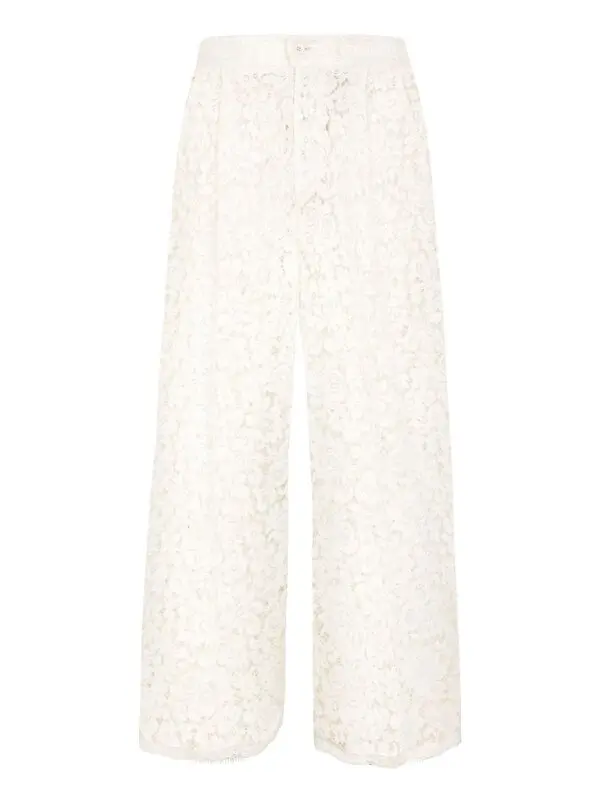Dolce & Gabbana Wide-leg Floral-lace Trousers - White