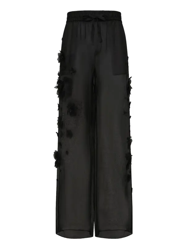 Dolce & Gabbana Floral-appliqué Trousers - Black
