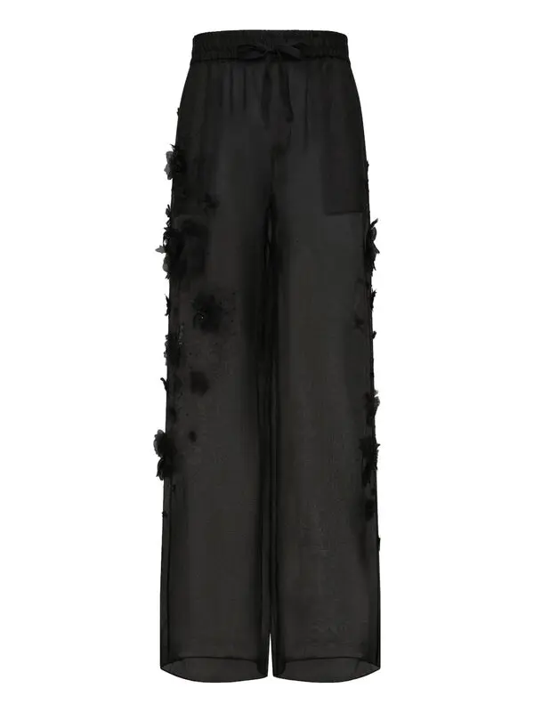 Dolce & Gabbana Floral-appliqué Trousers - Black